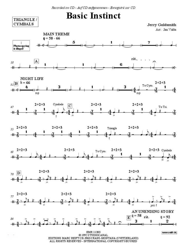 Basic Instinct - Percussion 1 | PDF | Percussion Instruments