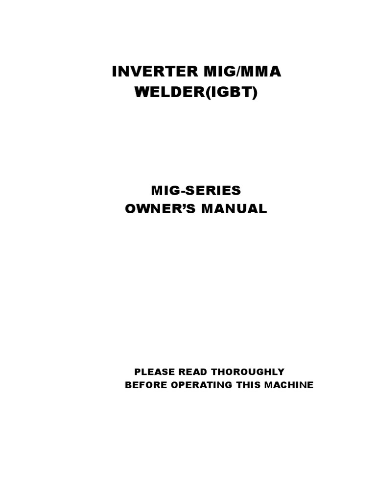 MIG100 200 250 User Manual | PDF | Welding | Construction