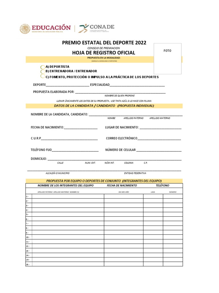 Hoja De Registro Imprimible, Solo Nombre