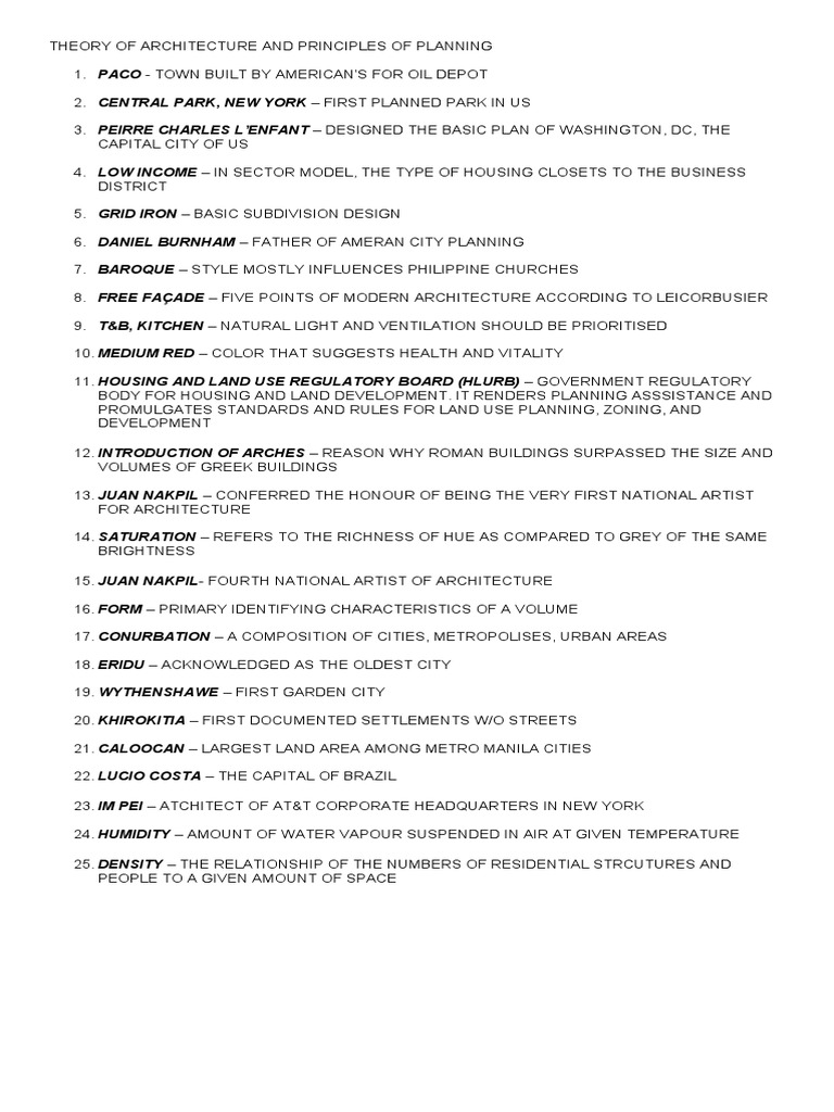 Theory of Architecture and Principles of Planning | PDF