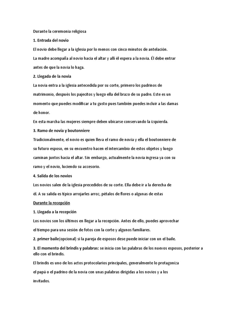 Protocolo Bodas | PDF | Boda