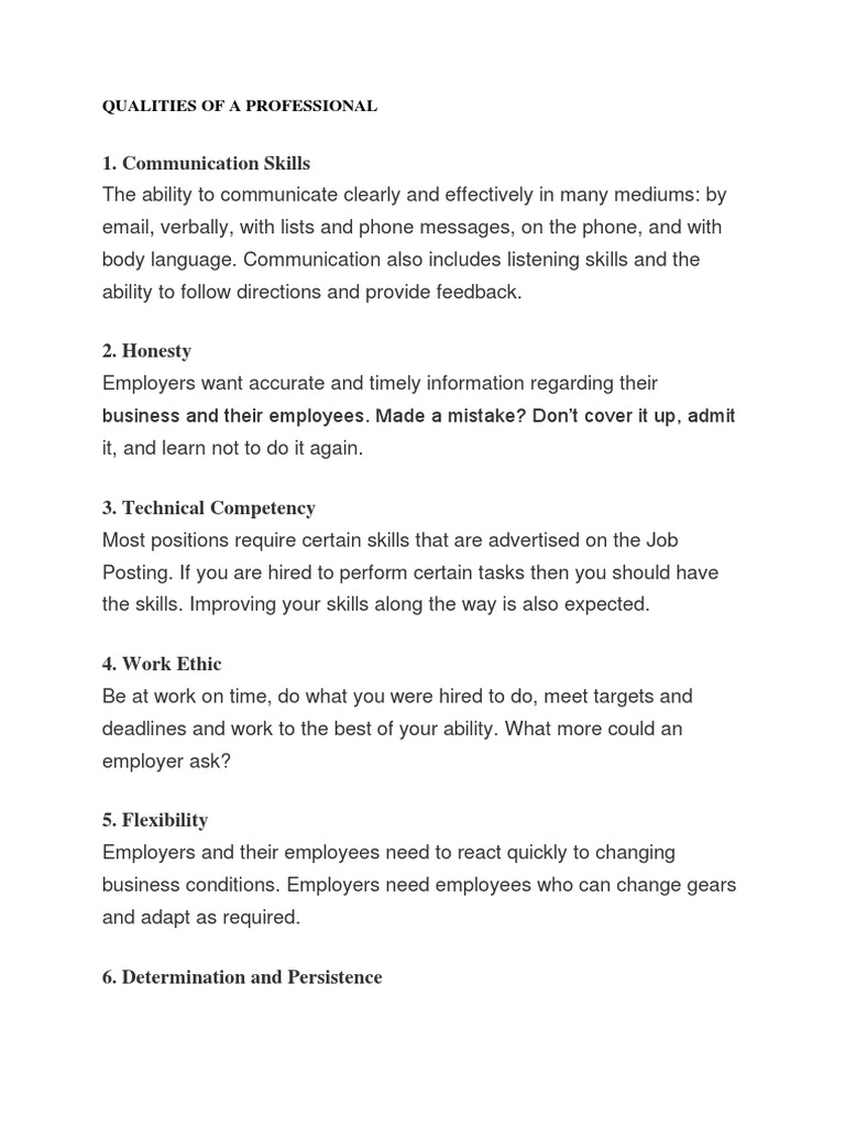 Qualities of A Professional | PDF