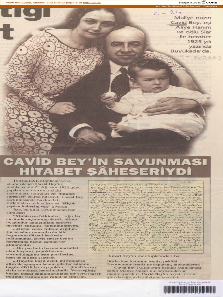 Cavid Bey'İn Savunmasi Hitabet Şaheseriydi: y ¿ y ,: . Yyy - Ycyc Yyy ...