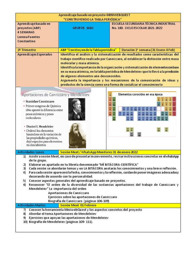 Proyecto: Construyendo la Tabla Periódica | PDF | Enlace químico | Química