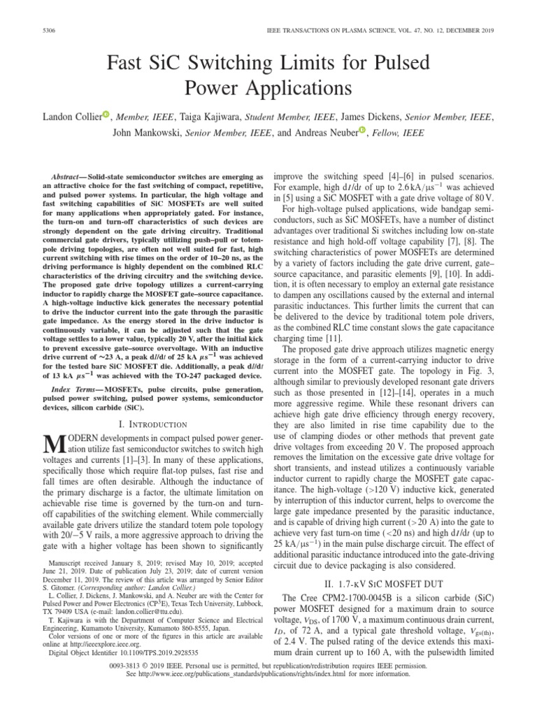 Fast SiC Switching Limits For Pulsed | PDF | Capacitor | Field Effect Transistor