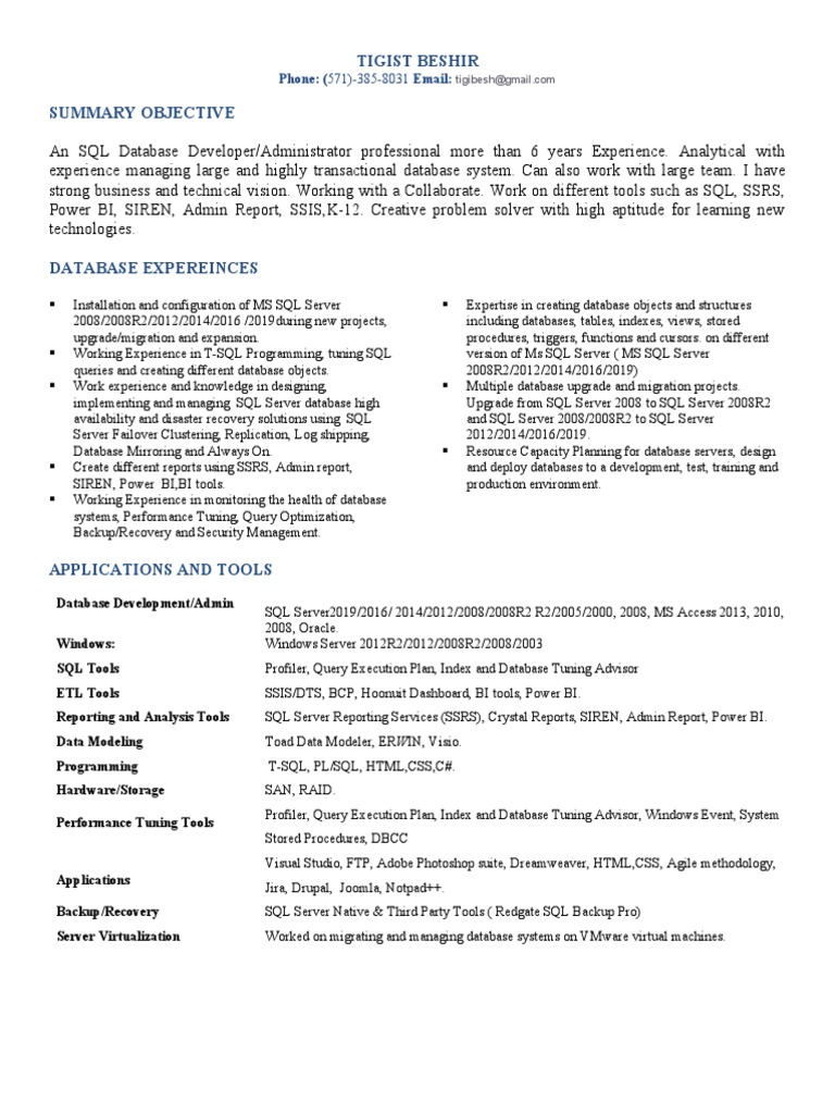 Dice Resume CV Afaf | PDF | Microsoft Sql Server | Databases