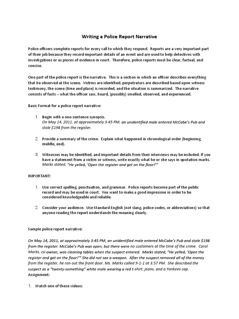 Guide For Writing A Police Report | PDF | Criminal Law | Crimes