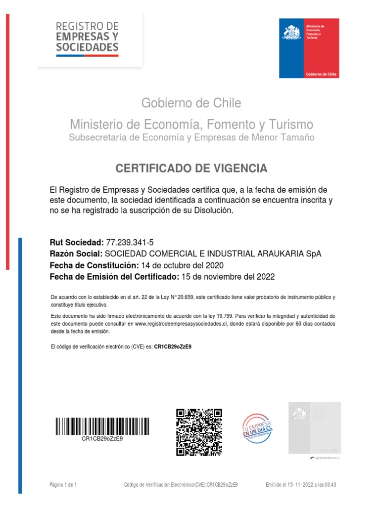 Certificado de Vigencia | PDF