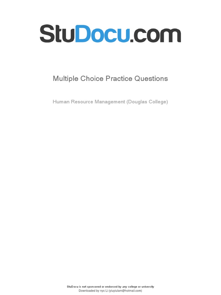 Multiple Choice Practice Questions | PDF | Employment | Collective ...