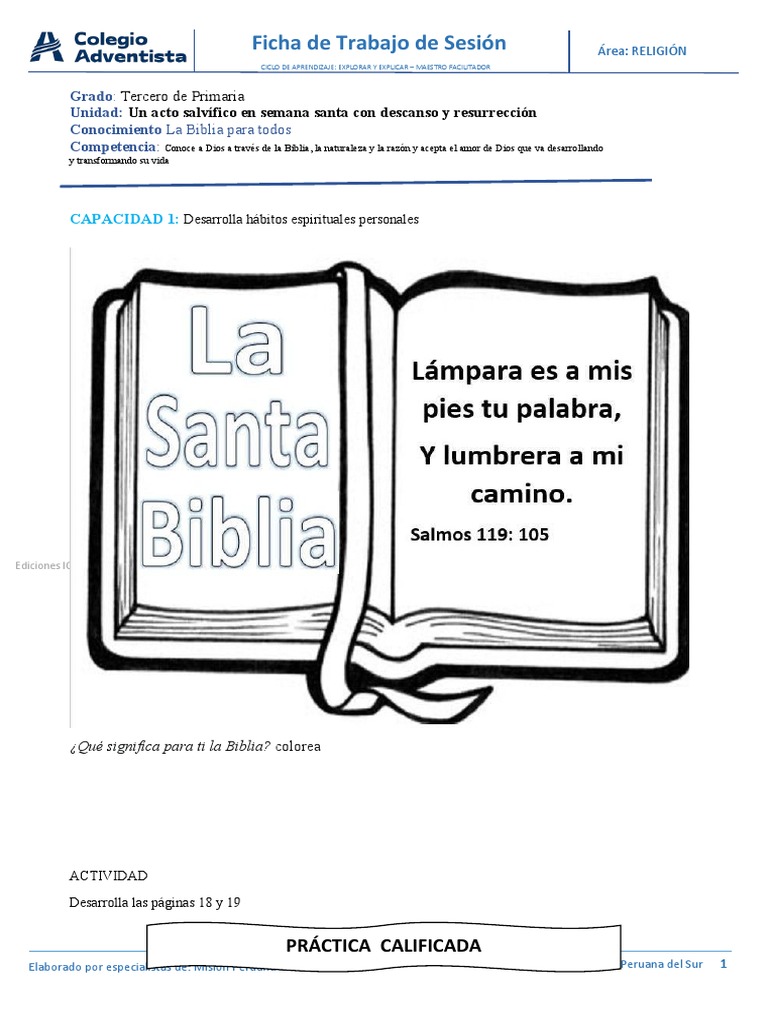 Ficha de Trabajo La Biblia para Todos 16 - 04 - 21 | PDF