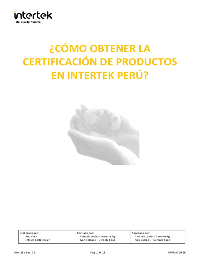 DINF.001.PER - Guía de Certificación - Rev. 23 | PDF | Calidad (comercial) | Evaluación