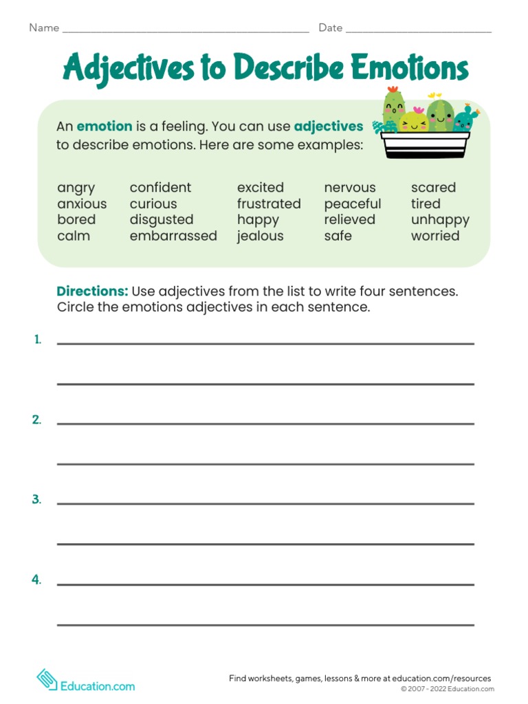 Adjectives To Describe Emotions | PDF | Career & Growth | Language Arts ...