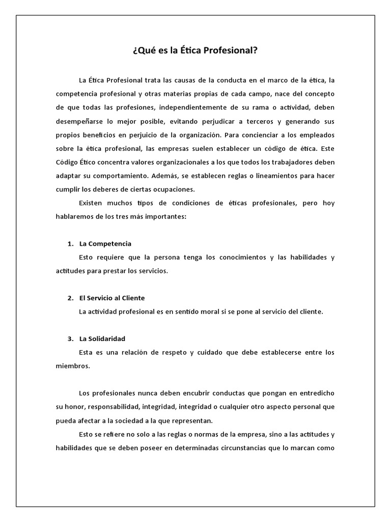 Etica Profesional | PDF | Business | Comportamiento