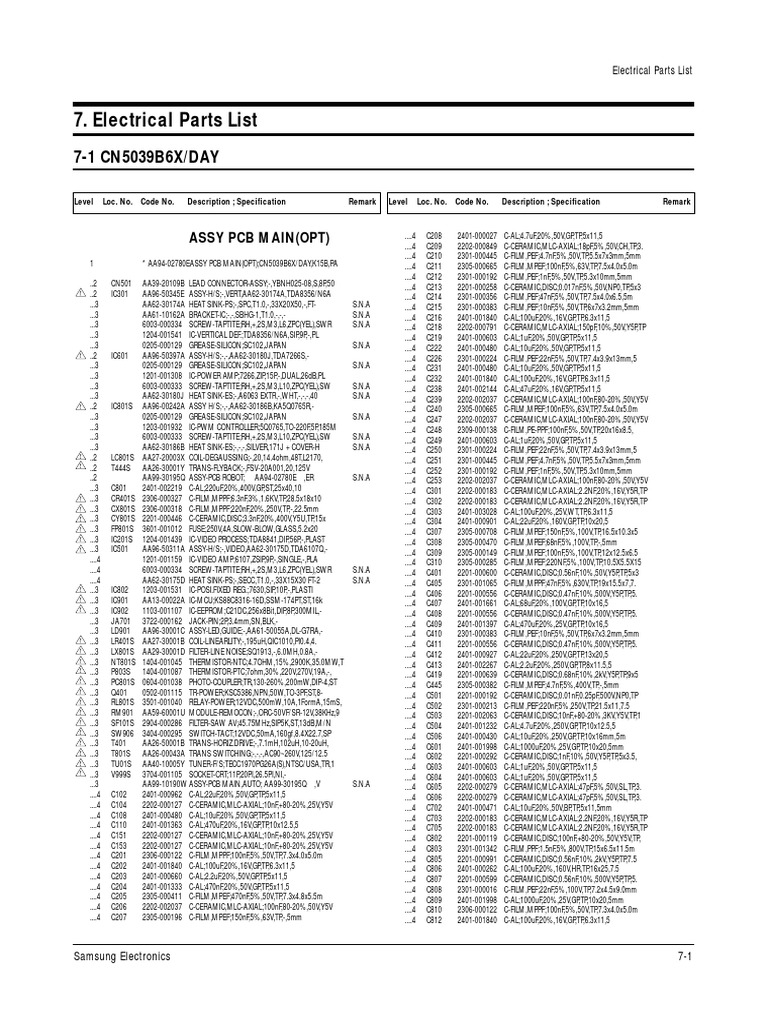 Electrical Parts List | PDF | Science & Mathematics | Computers