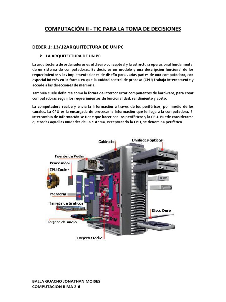 Arquitectura de Un PC | PDF | Impresora (Computación) | Hardware de la computadora