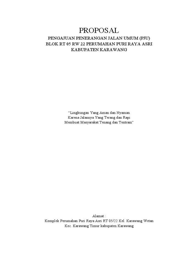 Proposal PJU Perumahan Puri Raya Asri | PDF | Sains & Matematika ...
