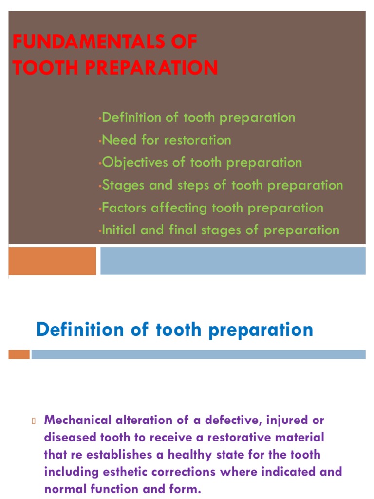 Tooth Preparation Fundamentals Guide | PDF | Business