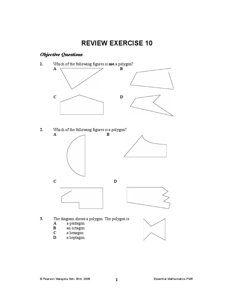 Review Exercise 10 Objective) | PDF