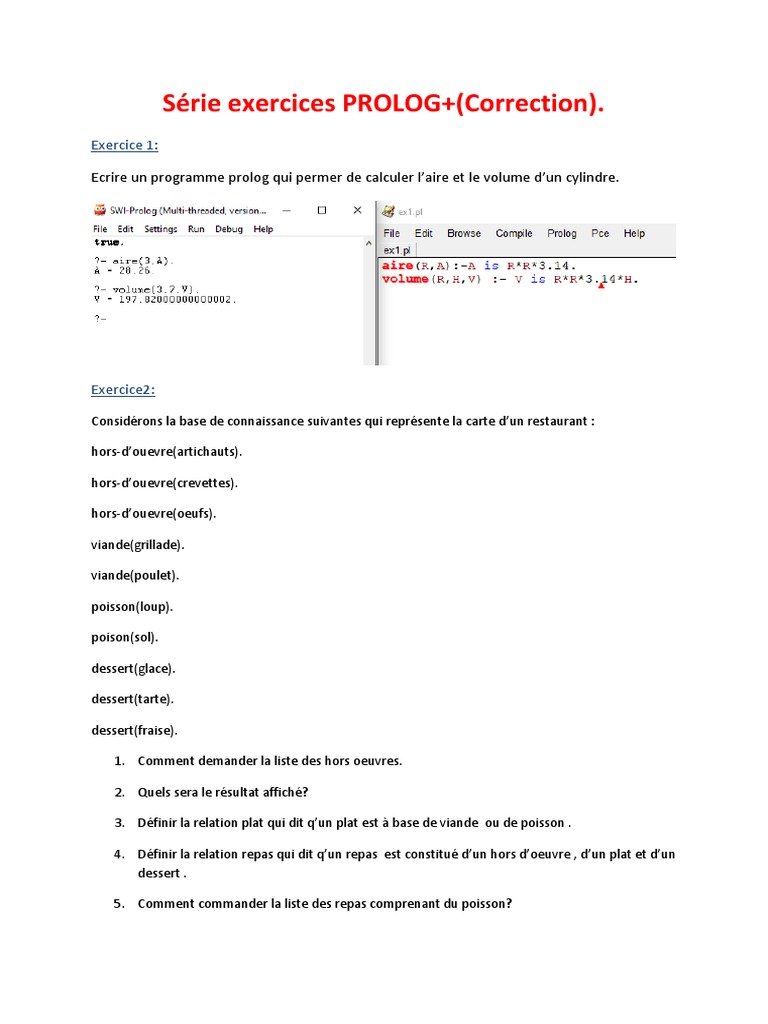 Série Exercices PROLOG | PDF
