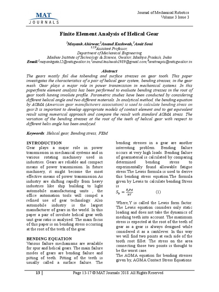 (13-17) Mayank Sir Paper-Format | PDF | Gear | Bending