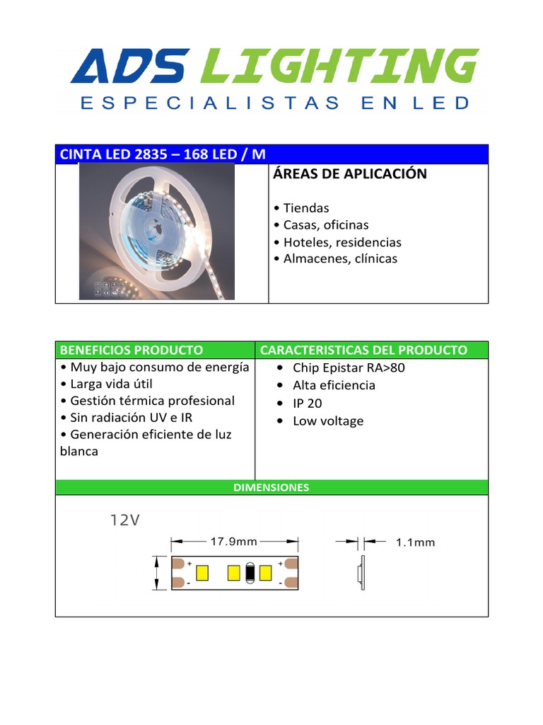 Ficha Tecnica CINTA LED 100 W | PDF