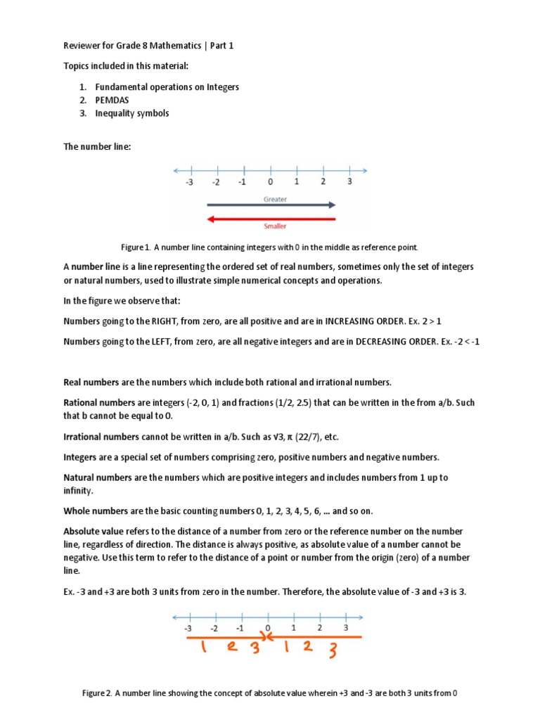 grade 8 mathematics_reviewer_activity 1 | PDF | Numbers | Inequality ...