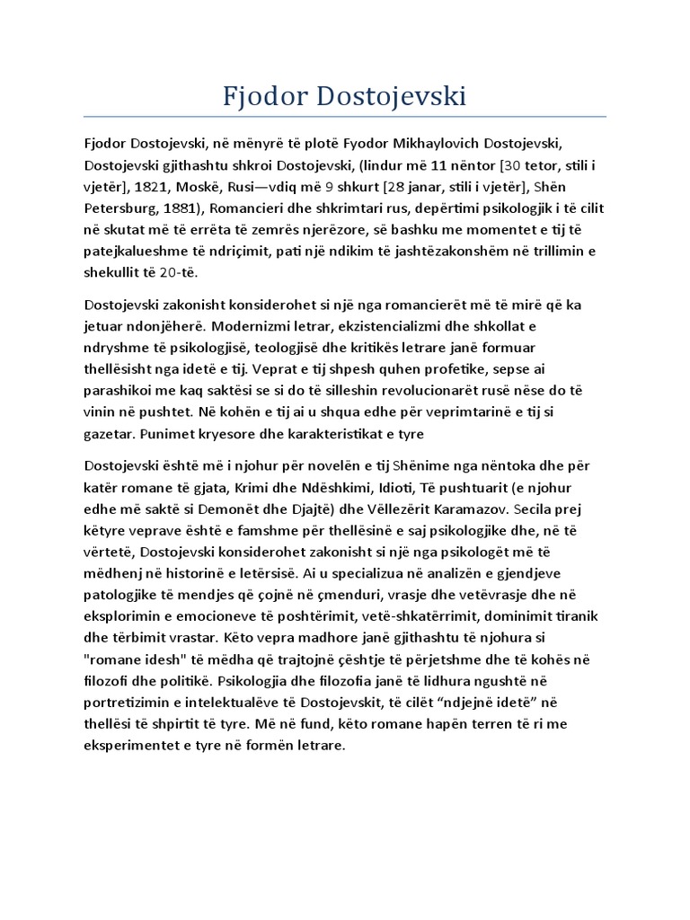 Fjodor Dostojevski | PDF