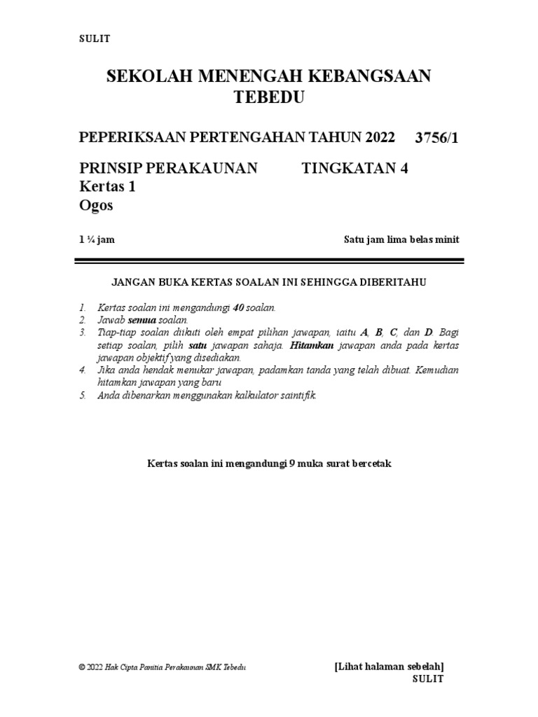 Muka Depan Kertas 1 | PDF