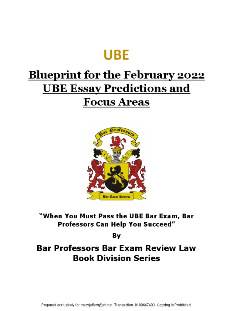 UBE Essay Prediction Blueprint F 2022 | PDF | Pleading | Federal Rules ... UBE Essay Prediction Blueprint F 2022 | PDF | Pleading | Federal Rules ...