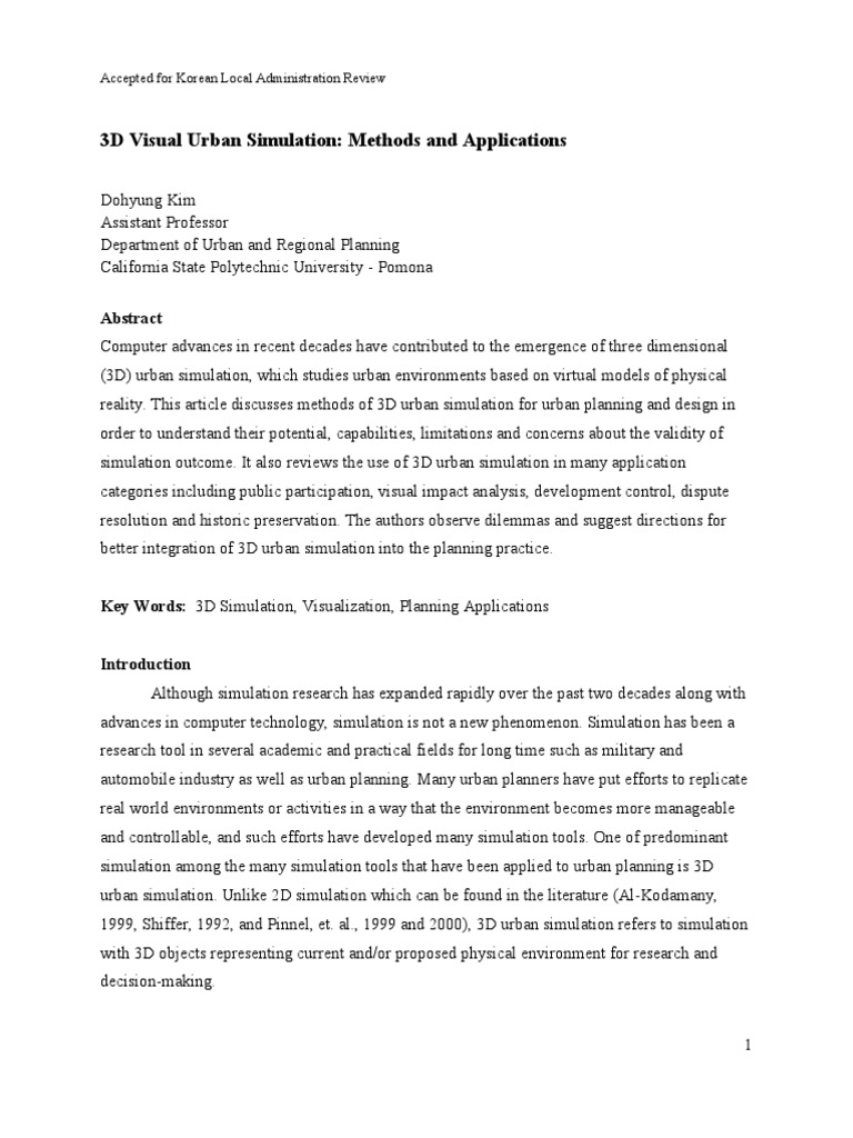 3 D Visual Urban Simulation | PDF | Computer Simulation | Simulation