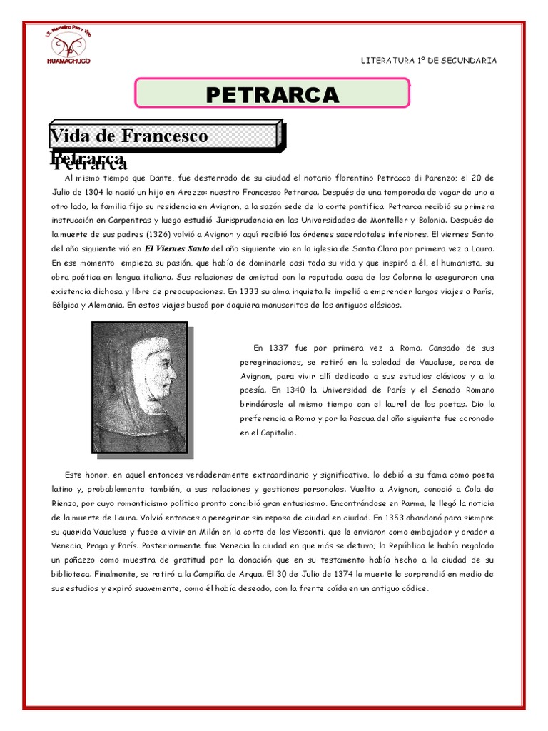 Biografía y obras de Francesco Petrarca | PDF