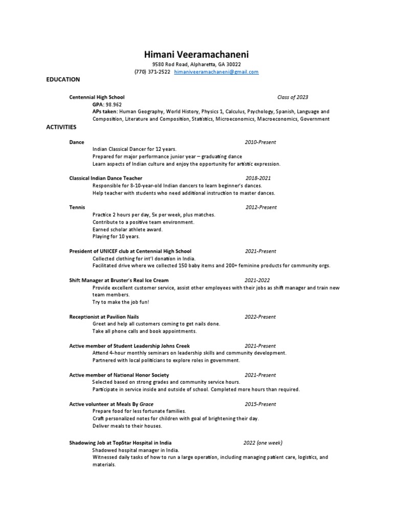 Himani Veeramachaneni: Education | Download Free PDF | Teachers | Dances