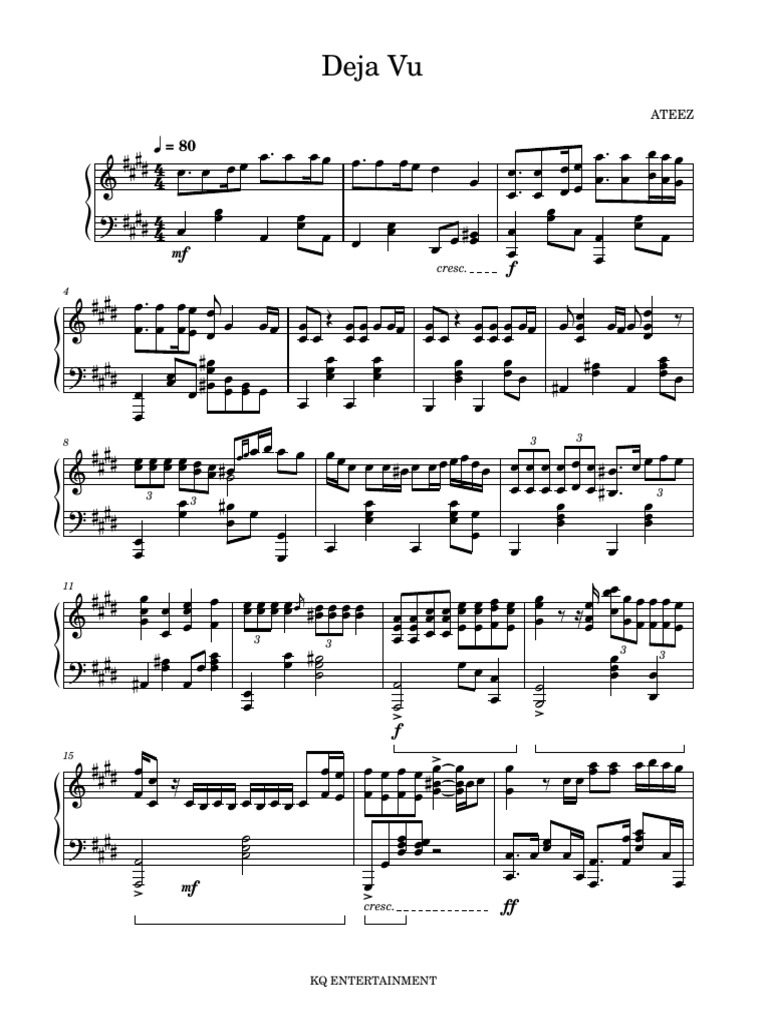 ATEEZ Deja Vu Sheet Music | PDF
