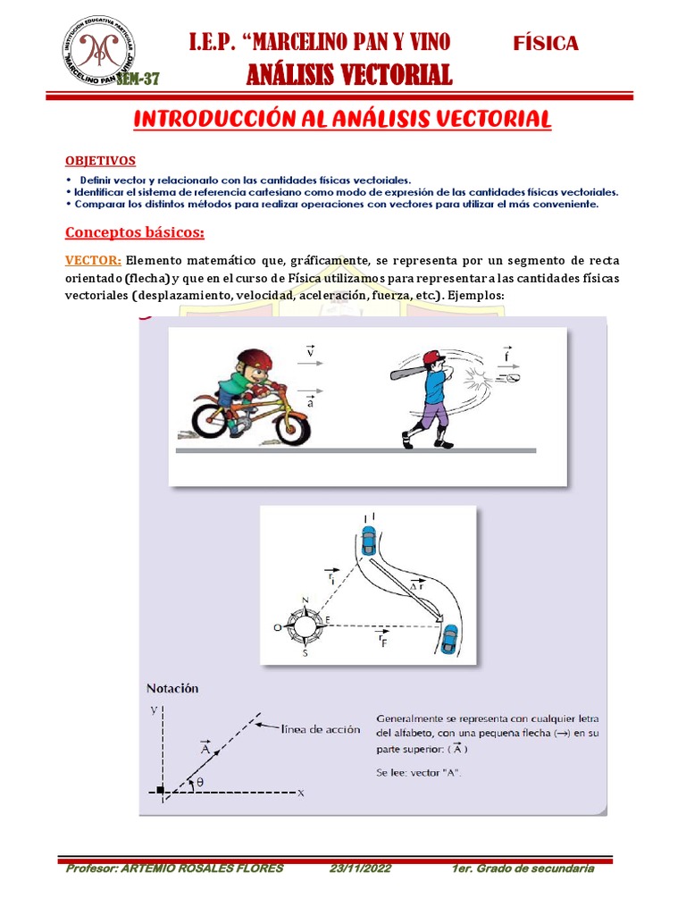 Sem-37 Introduccion Al Analisis Vectorial-1ro | PDF | Vector Euclidiano | Física Aplicada e ...