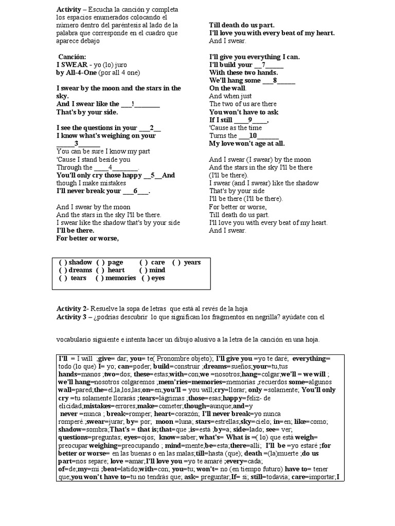 I Swear | PDF | Songs Written