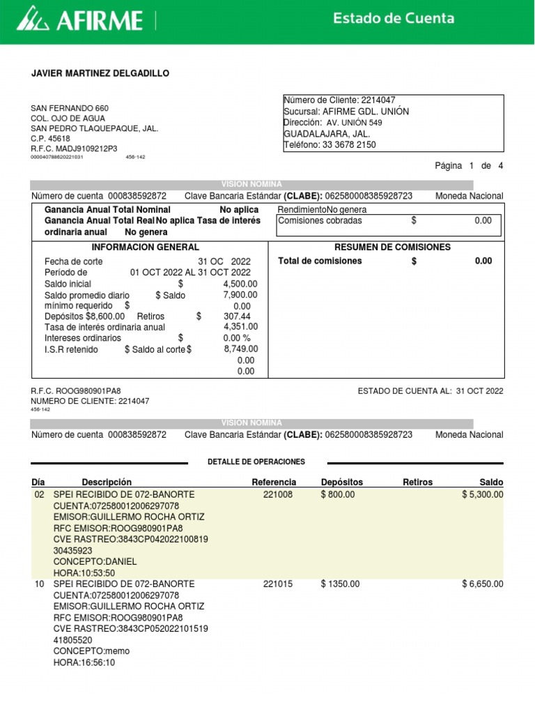 Afirme OCTUBRE | Descargar gratis PDF | Bancos | Bancario