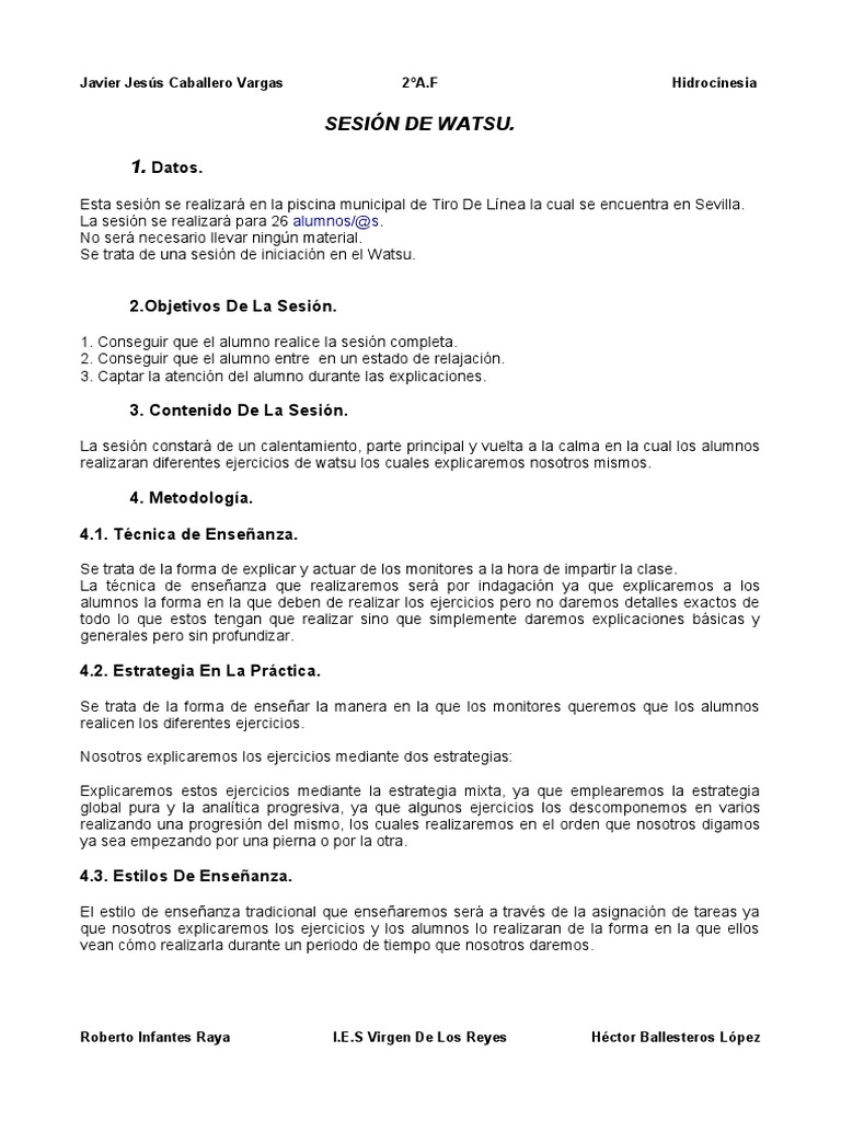 Sesión Watsu . | PDF
