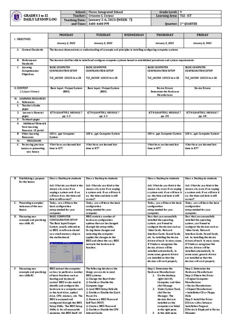 DLL - Tle 9 - Q2 - W7 | PDF | Bios | Device Driver