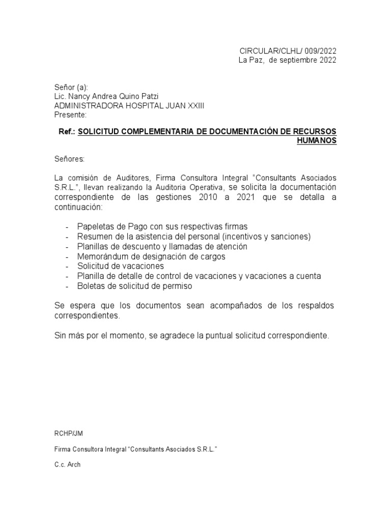 Circular #10 Documentacion de Recursos Humanos | PDF