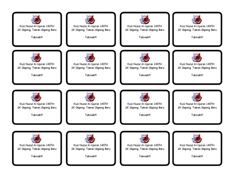 TAG HADIAH Nuzul Quran | PDF