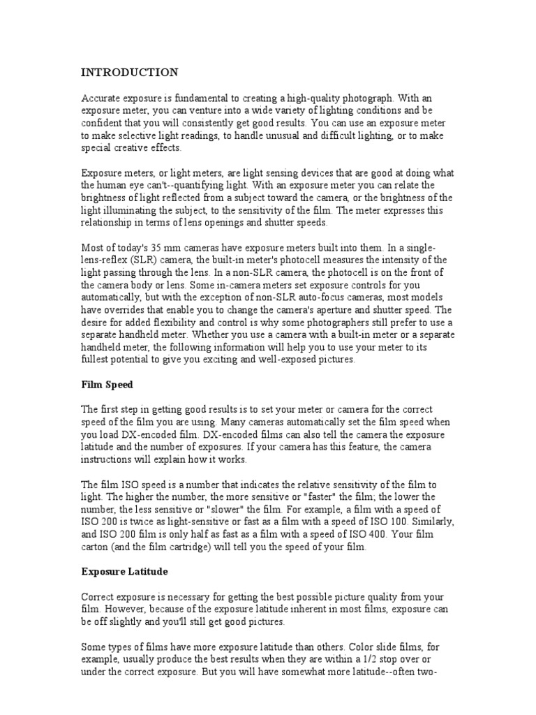 Exposure | PDF | Exposure (Photography) | Camera