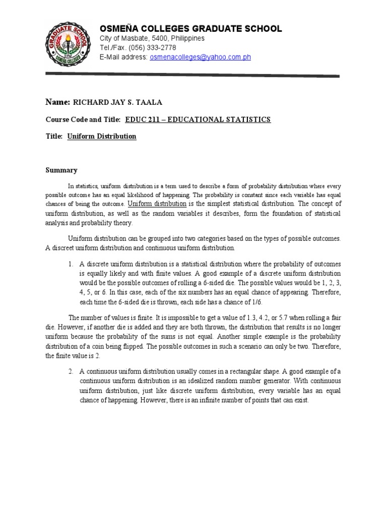 Uniform Distribution | PDF