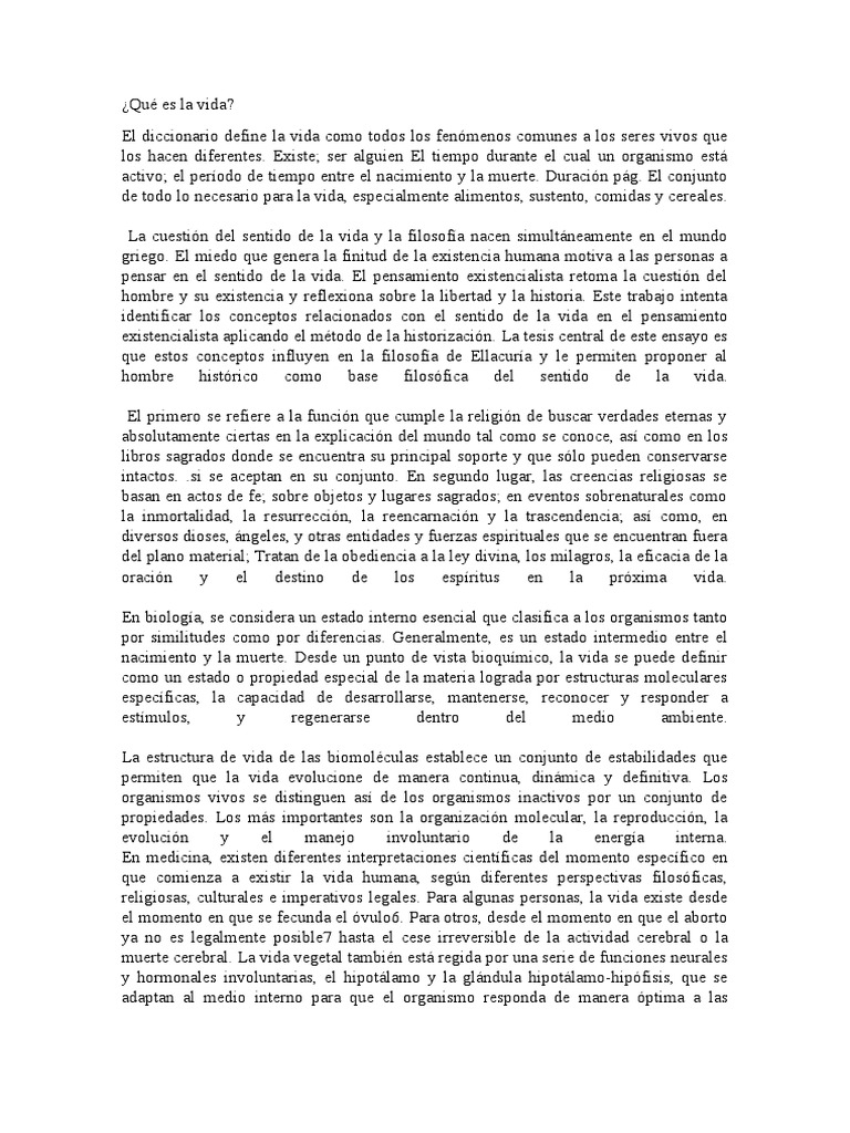 Definición y significado de la vida | PDF | Vida | Significado de la vida