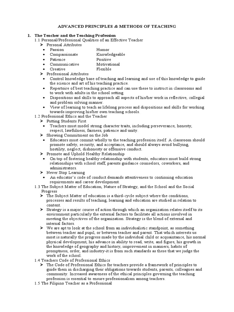 Advanced Principles | PDF | Teaching Method | Learning