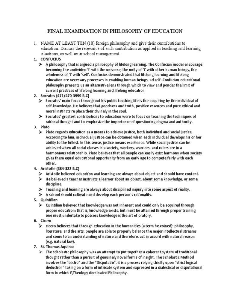 Final Examination in Philosophy of Education | PDF | Justice | Crime ...