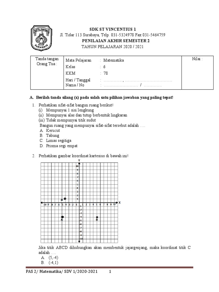 SOAL PAS 2 MATEMATIKA Oke | PDF