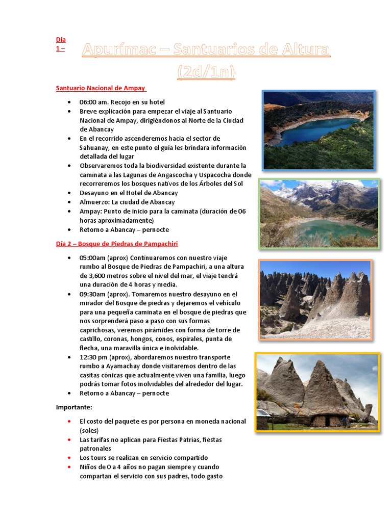 Programa Turístico Apurímac | PDF