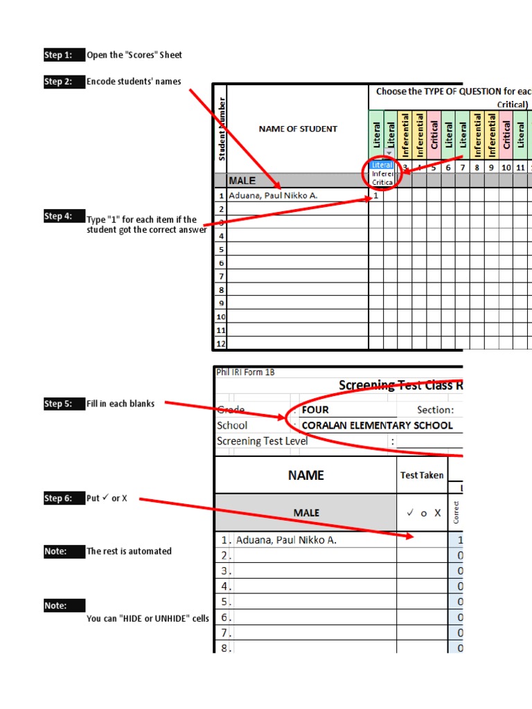 Phil IRI STCRR (Encoding Template) | PDF