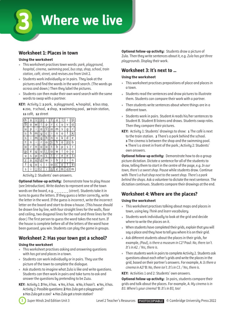 SM2ed Teacher's Resources Worksheet D L2 U3 | PDF | Linguistics | Cognition
