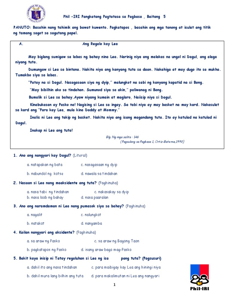 Phil-Iri Passages Gr5 | PDF